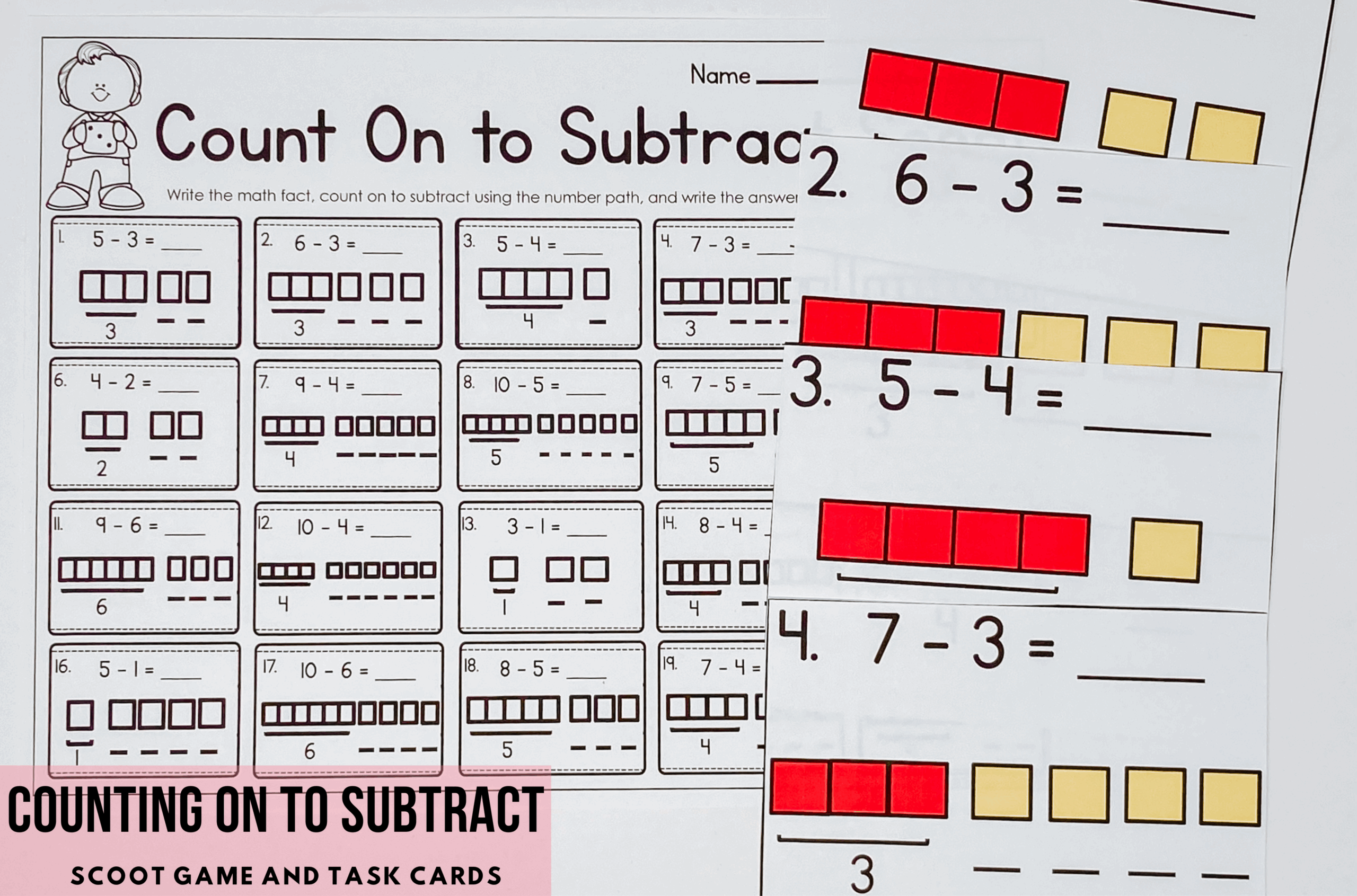 Make Subtraction Click - Counting On to Subtract Scoot Game