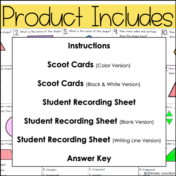 2D Shapes Scoot Game Identifying 2 Dimensional Write Room
