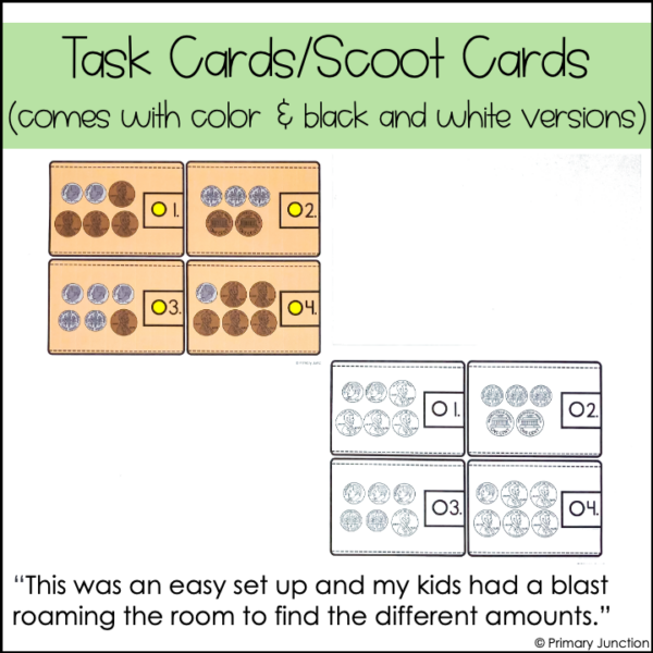 Adding Dimes and Pennies Scoot Game or Write the Room Coins