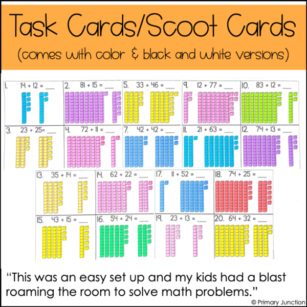 Adding Tens and Ones Scoot Game Write the Room Two-Digit Add