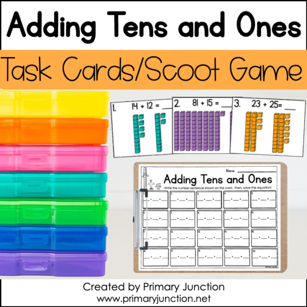 Adding Tens and Ones Scoot Game Write the Room Two-Digit Add