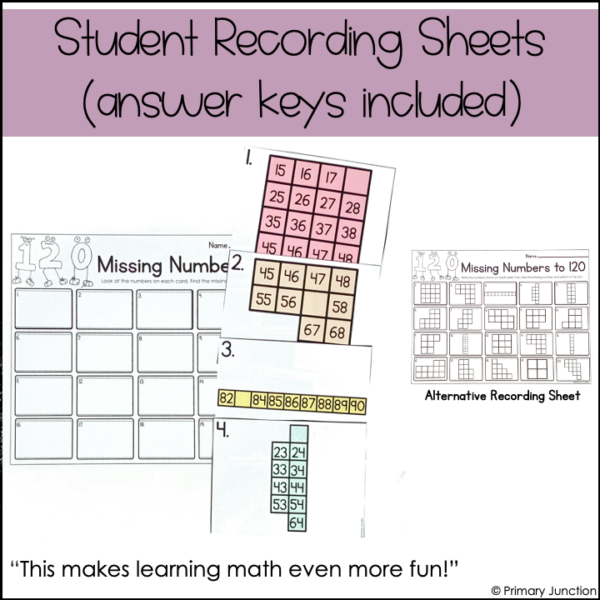 Numbers to 120 Chart Missing Numbers Scoot Game Write Room