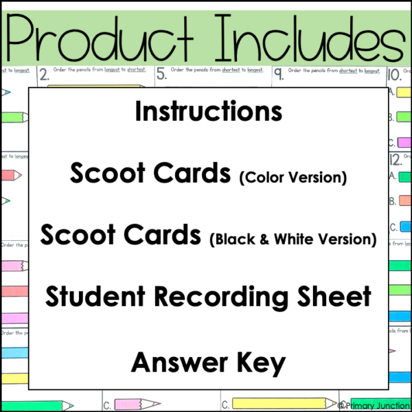 Order Objects by Length Comparing Measurement Scoot Game