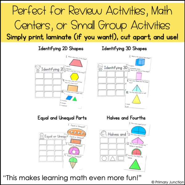 Shapes and Fractions Scoot Games, Write the Room BUNDLE