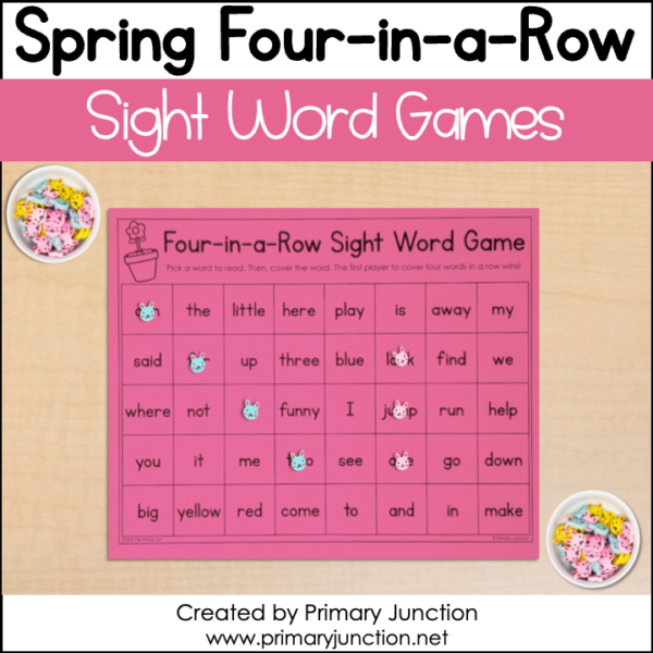 Spring Four-in-a-Row Sight Word Game Dolch Fry Lists