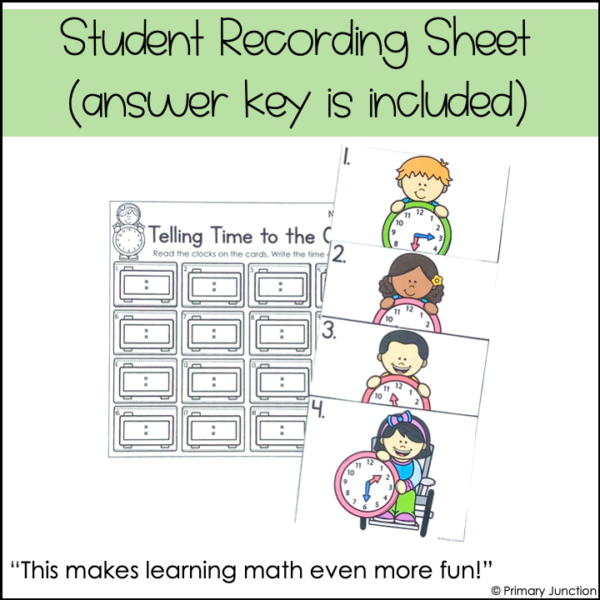 Telling Time to the Quarter Hour Scoot Game Write the Room