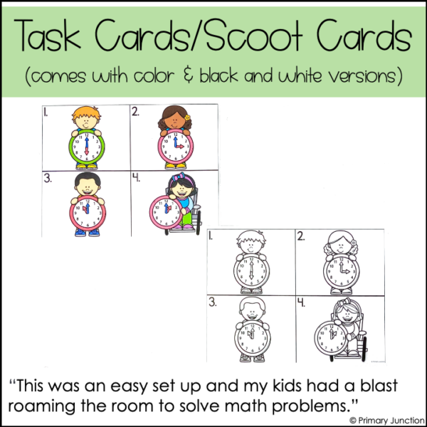 Telling Time to the Hour Scoot Game Write the Room Analog
